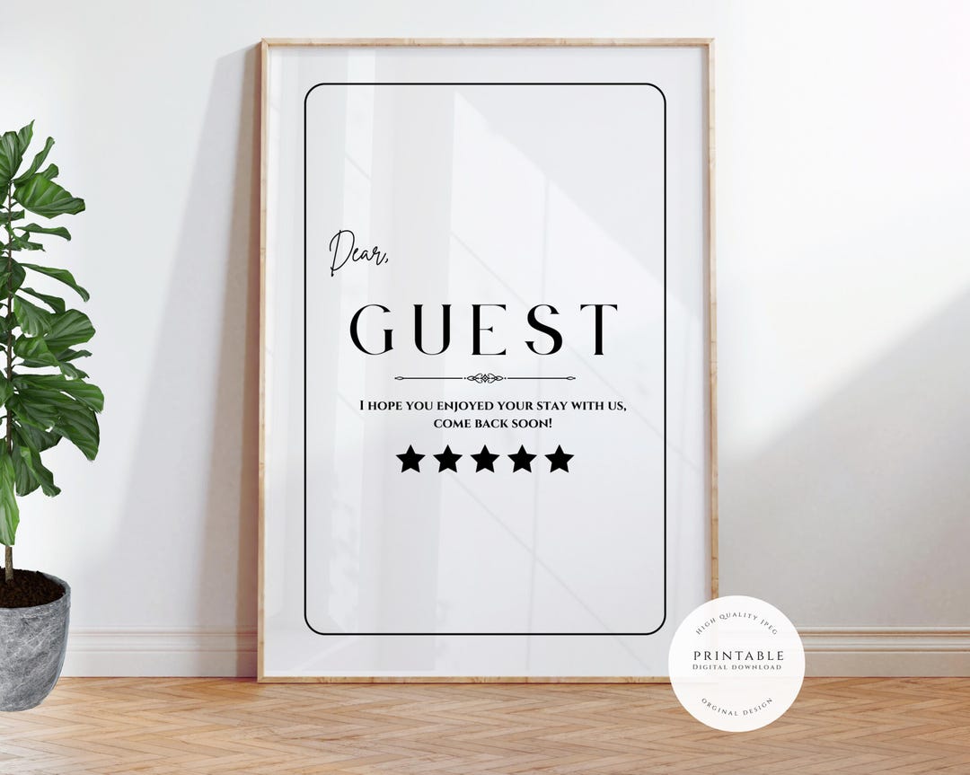 Dear Guest Wall Quote, Be My Guest Quotes, Minimalist Quote, Wall Art ...
