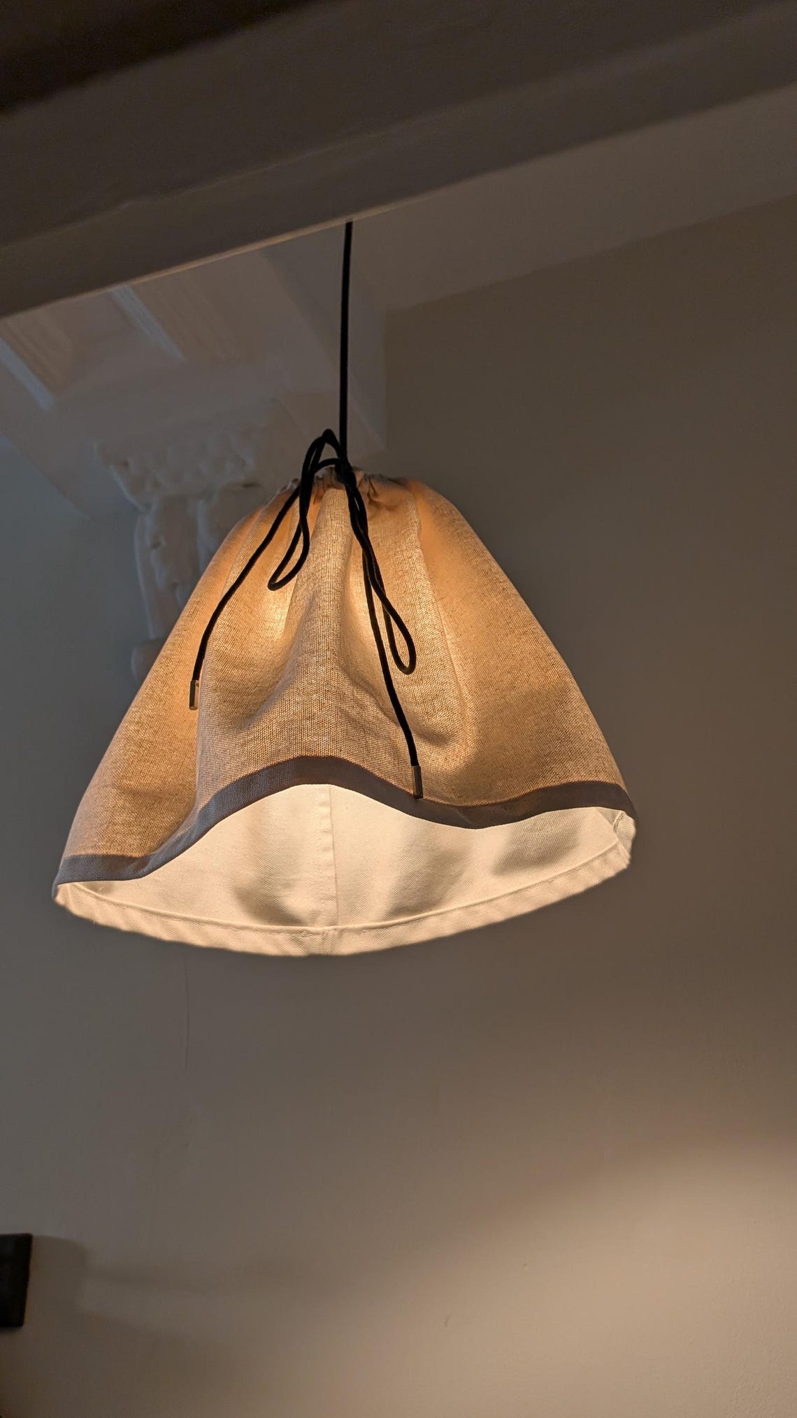 Handmade 'paper Bag' Linen Lampshade With Tie - Etsy