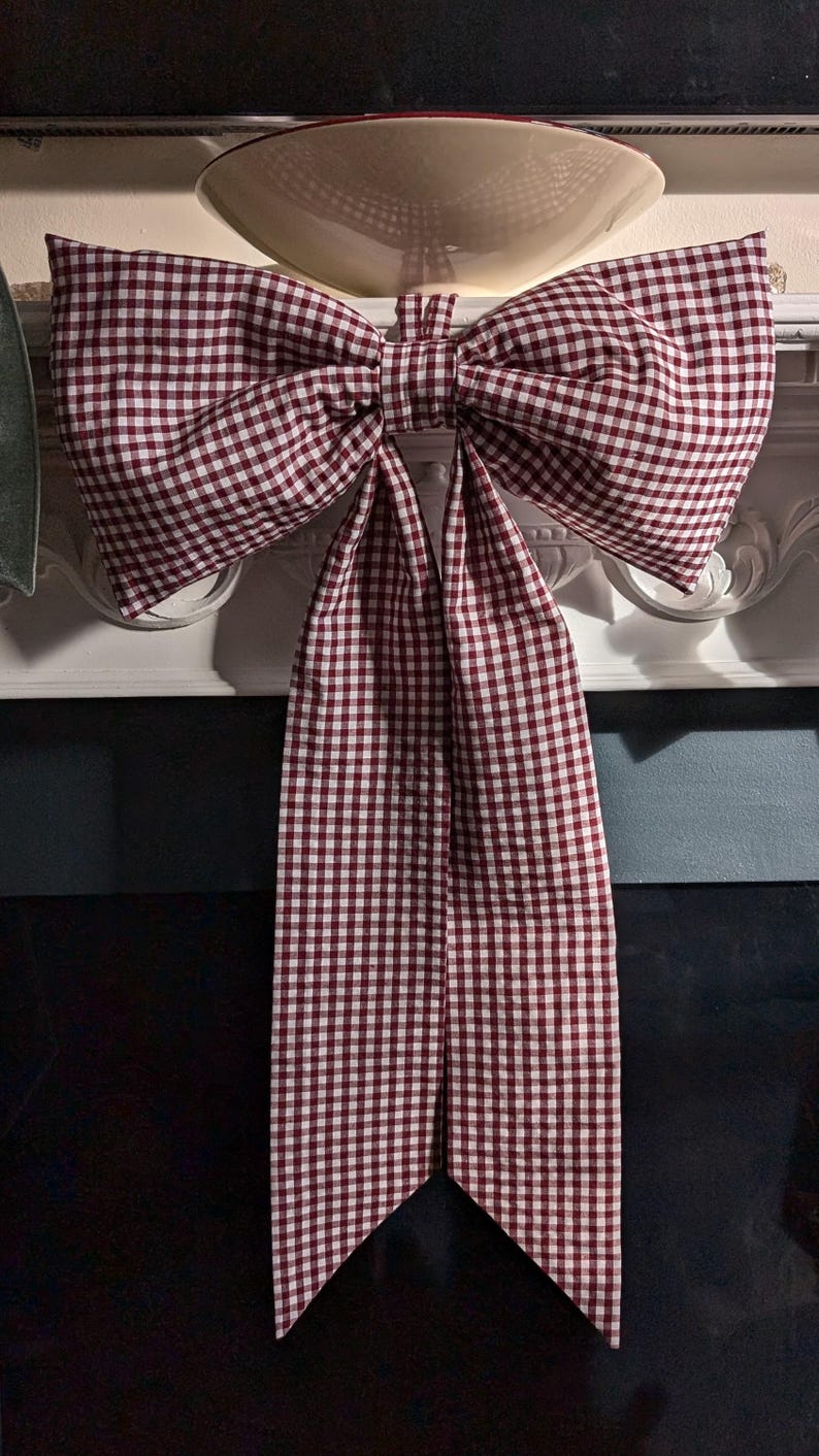 Extra Large Padded Bow in Burgundy Gingham - Etsy