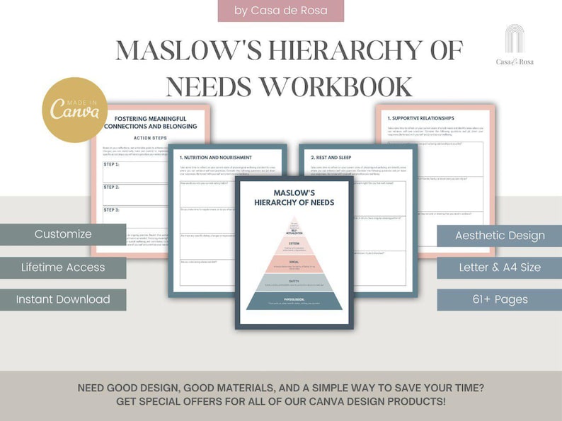 Maslow's Hierarchy of Needs Workbook for Personal Growth, Self ...