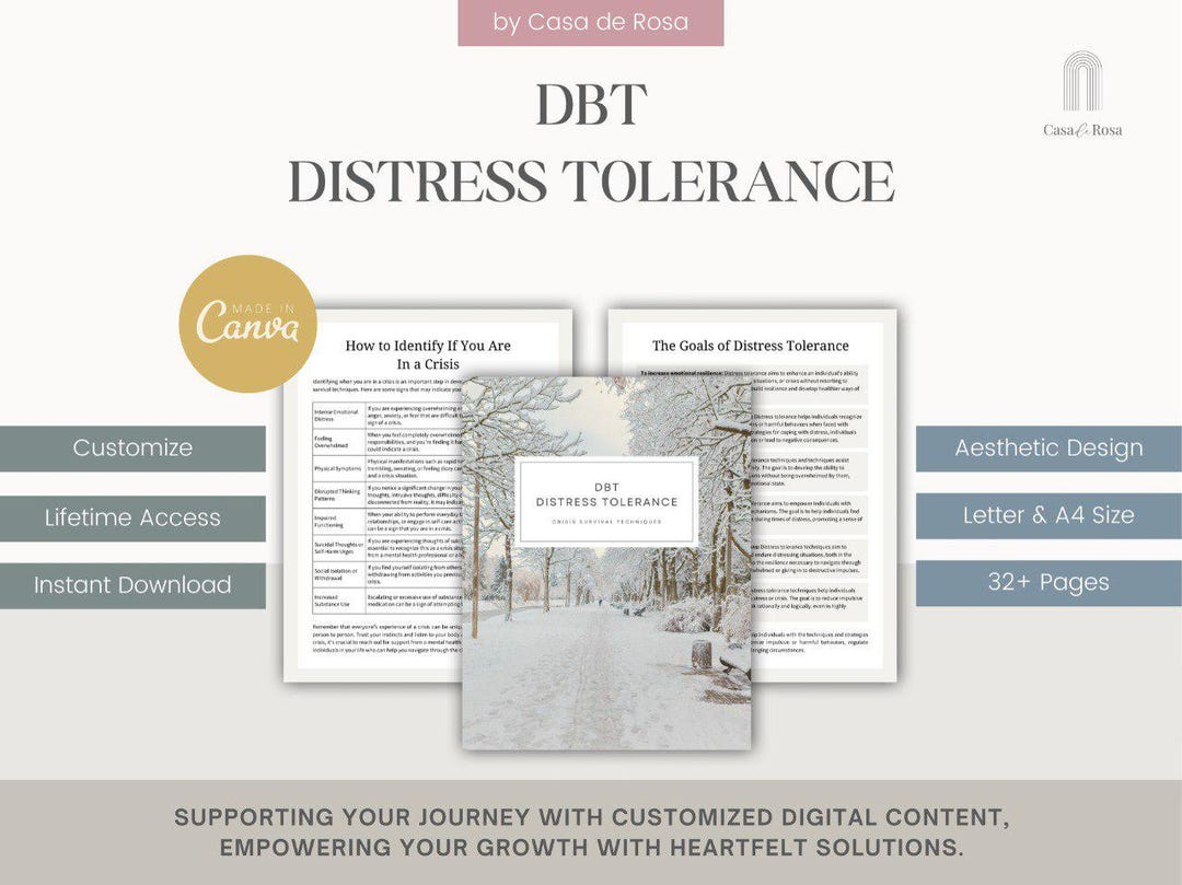 DBT Crisis Survival Skills Workbook, Editable Canva Templates for ...
