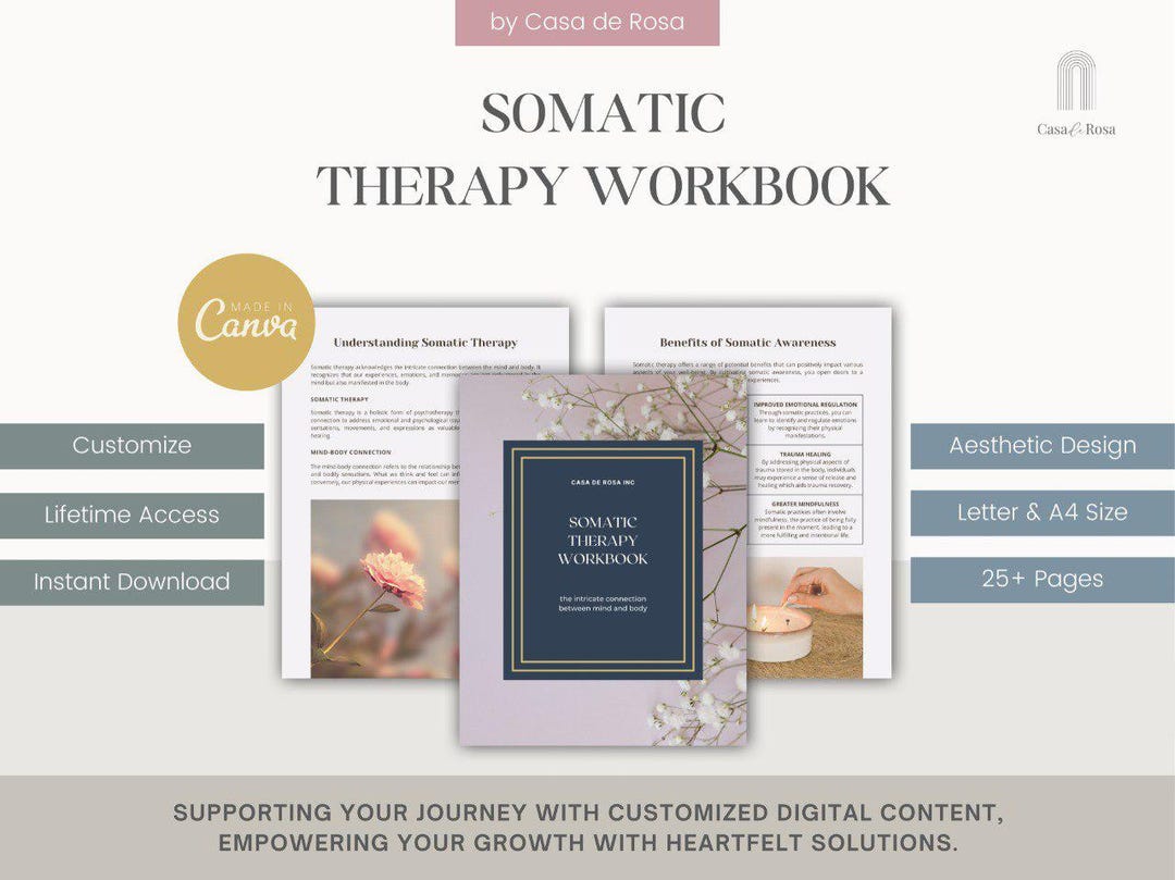 Somatic Therapy Workbook Template Canva Editable Guide for Mind-body ...