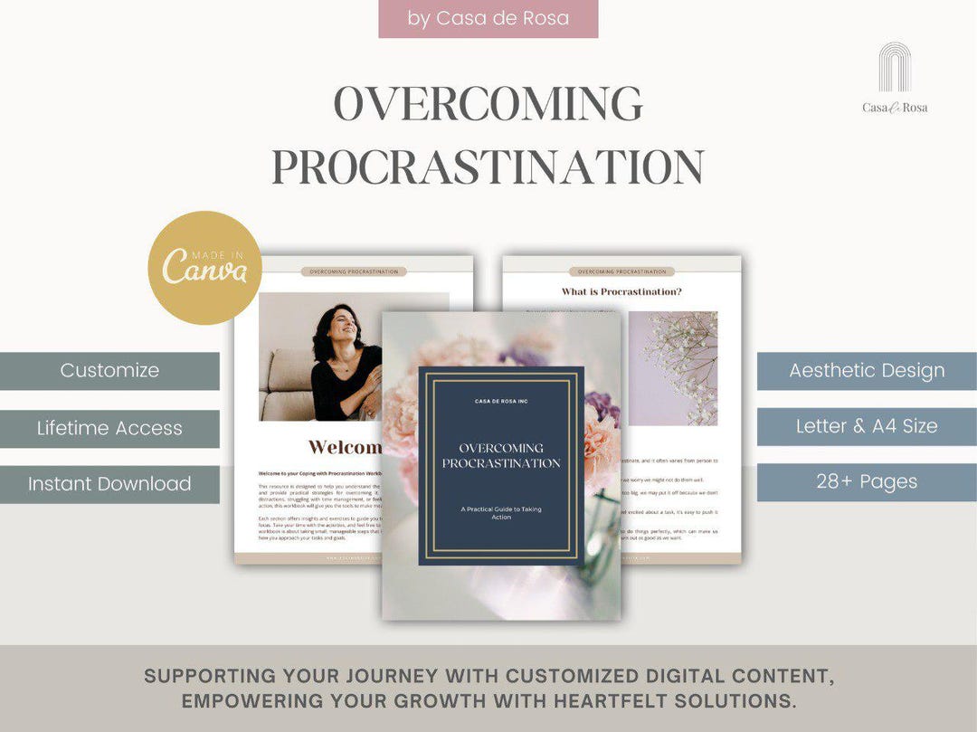 Overcoming Procrastination Workbook, Canva Editable Productivity ...