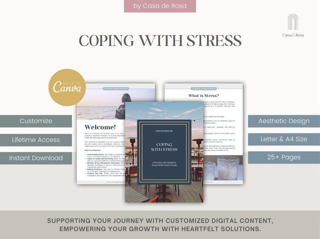Coping With Stress Workbook Template, Canva Editable Stress Management ...
