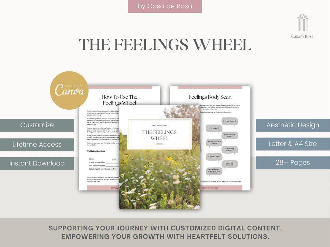 The Feelings Wheel Workbook, Template for Emotional Awareness & Self ...
