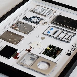 Framed Ipod Classic Wall Art Gifts / Apple Lovers - Disassembled Phone ...