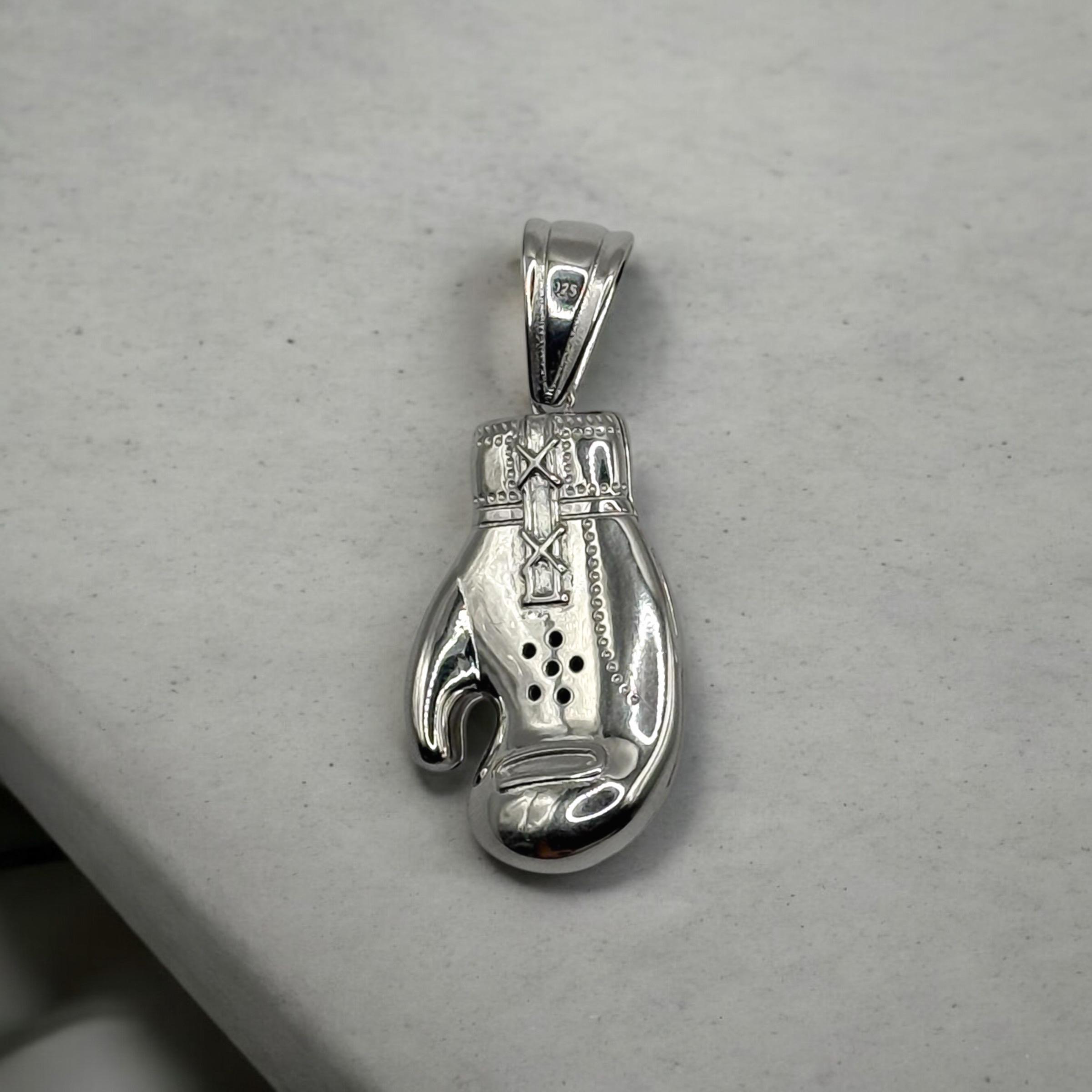 925 Sterling Silver Boxing Glove Pendant | 3D Sports Lover Jewelry ...