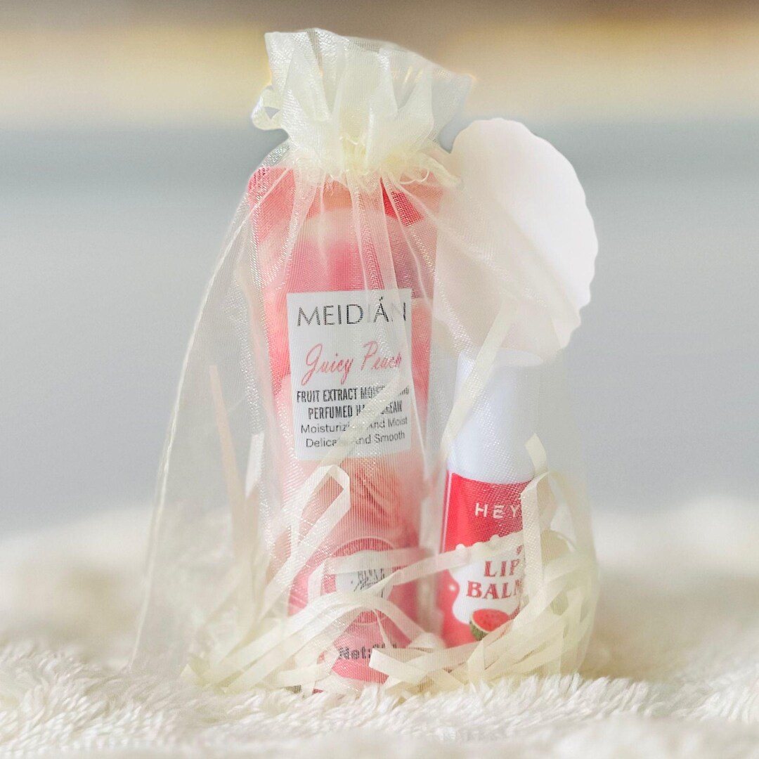 Hand Cream & Lip Balm Gift Set | Nourishing Skincare Duo in Organza Bag ...