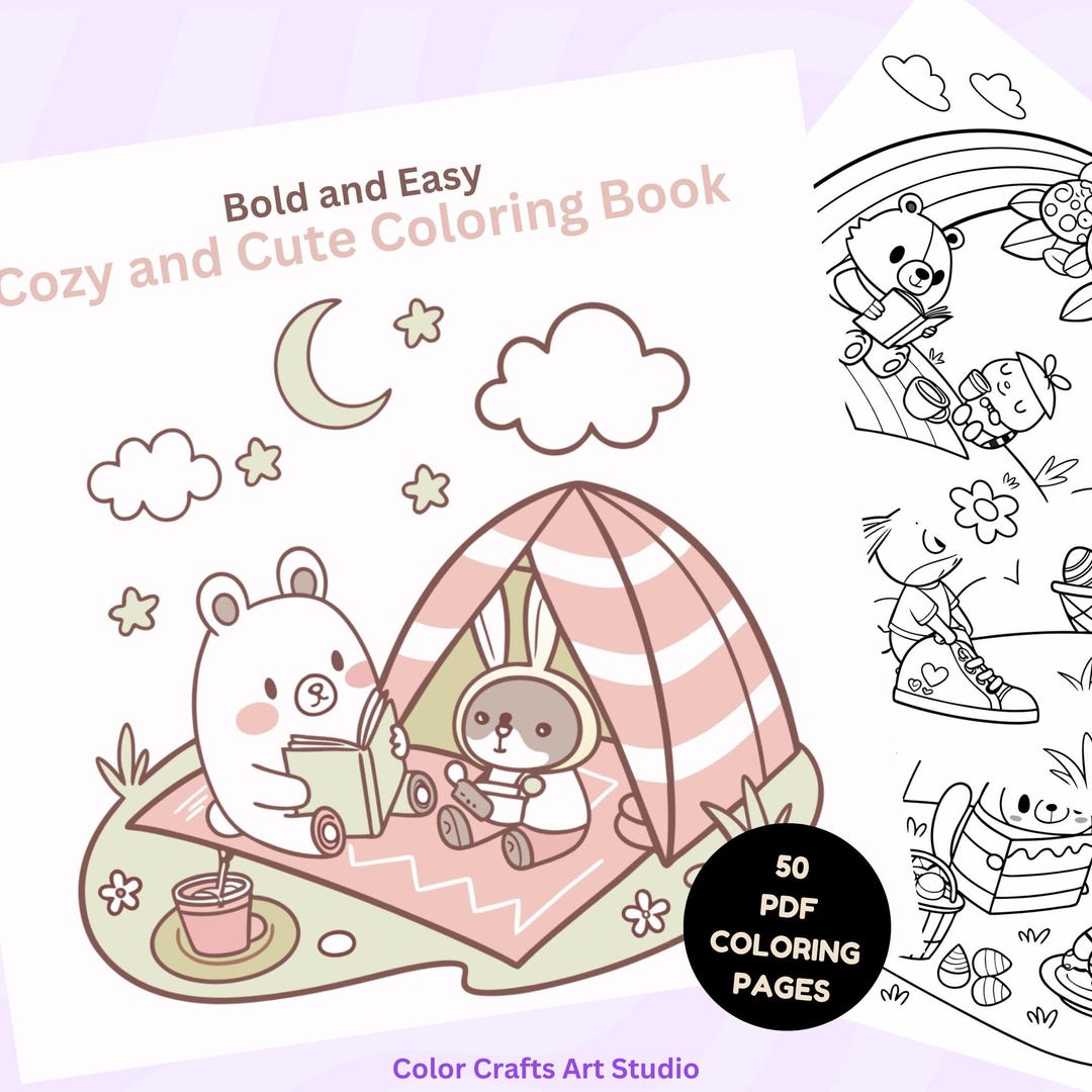 Cozy & Cute Coloring Pages - Bold and Easy Designs for Kids and Adults ...