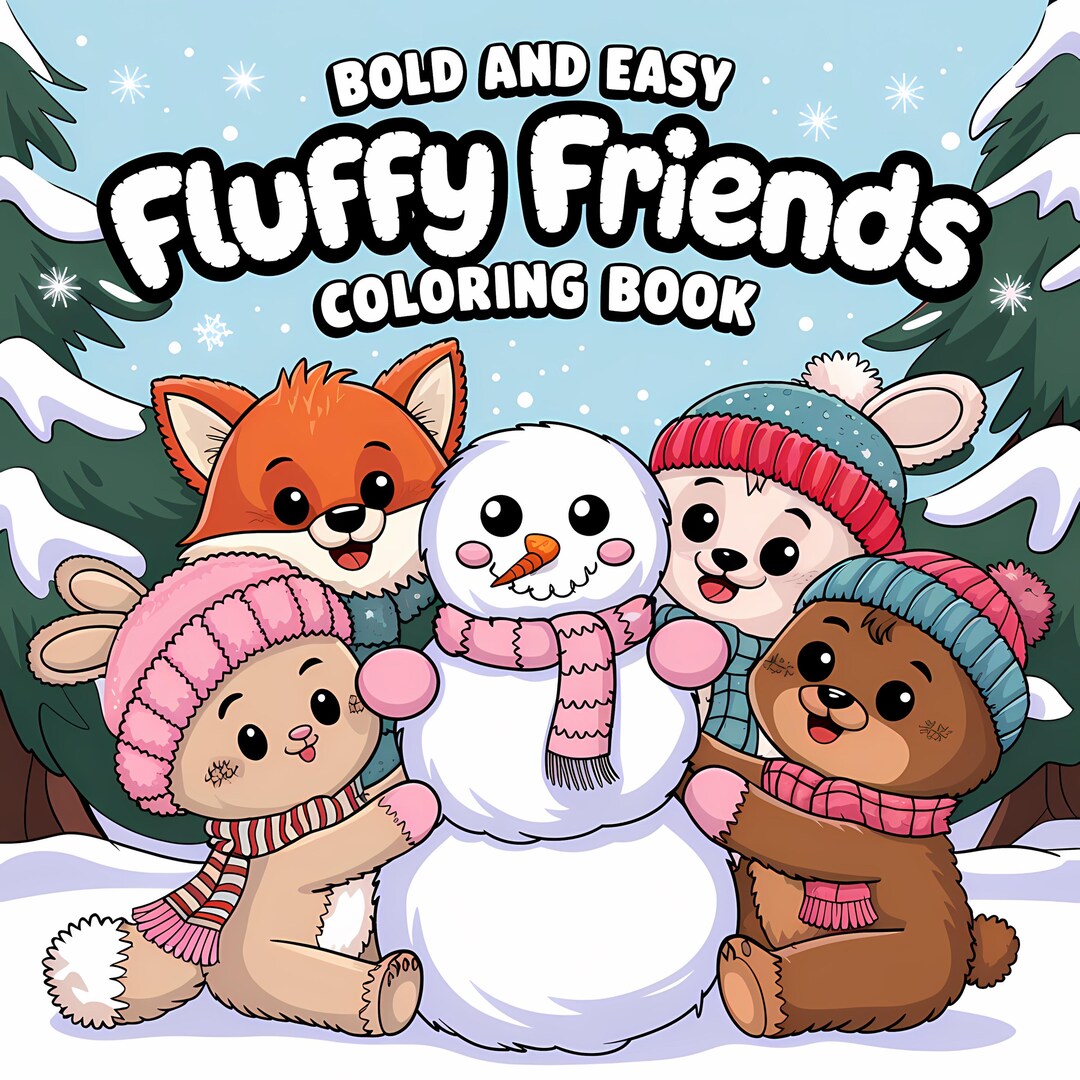 Bold and Easy Fluffy Friends Coloring Book for Kids & Adults - Etsy
