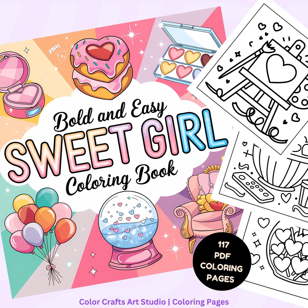 Bold and Easy Sweet Girl Coloring Pages, Bold and Easy Coloring - Etsy