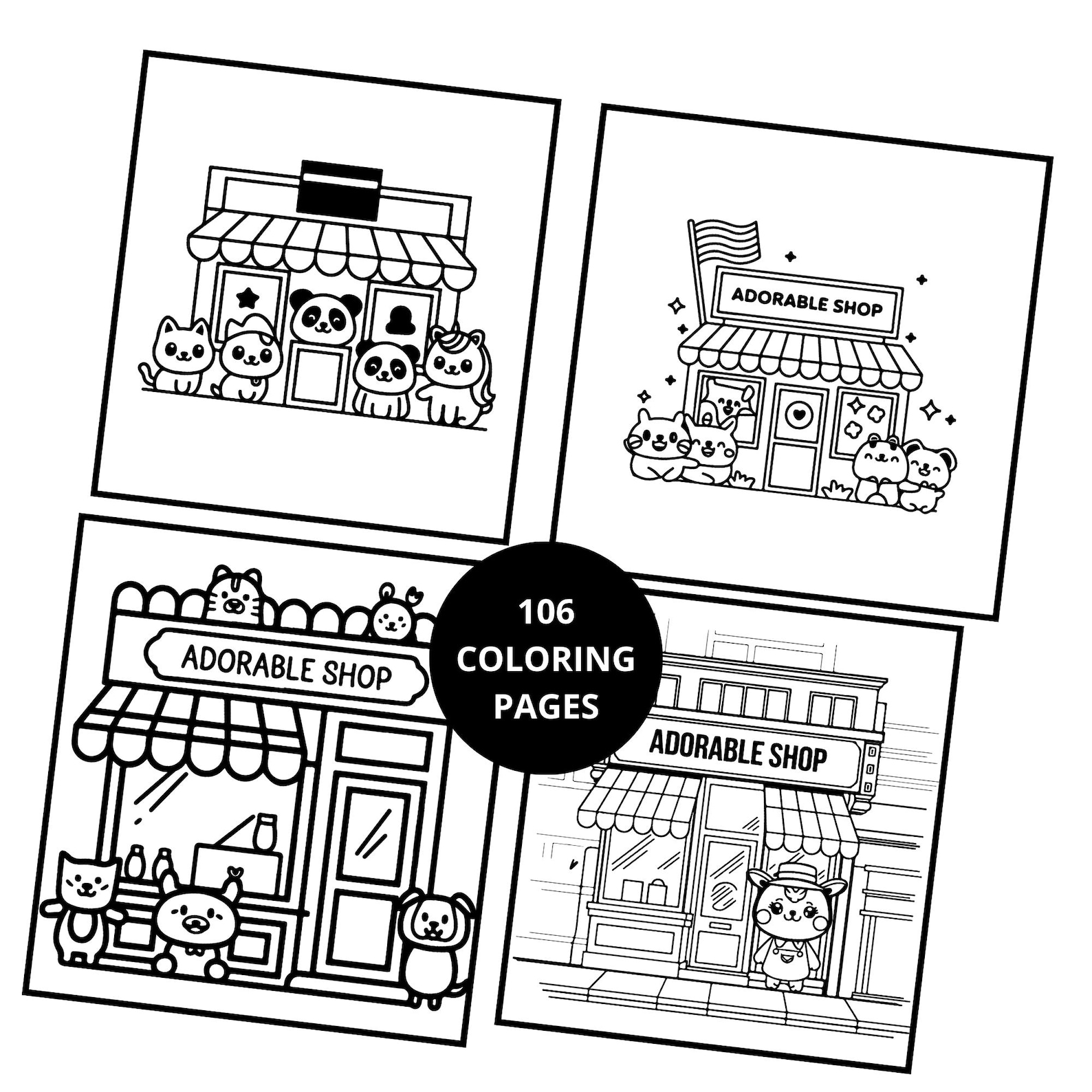 Bold and Easy Adorable Shop Coloring Book - Etsy