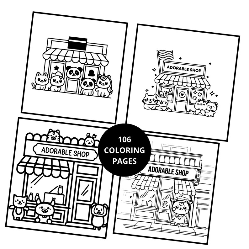 Bold and Easy Adorable Shop Coloring Book - Etsy