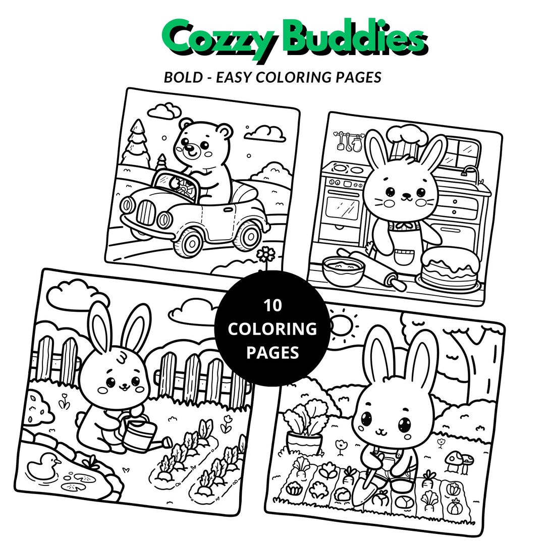 Cozy Buddies Coloring Pages for Kids & Adults - Etsy