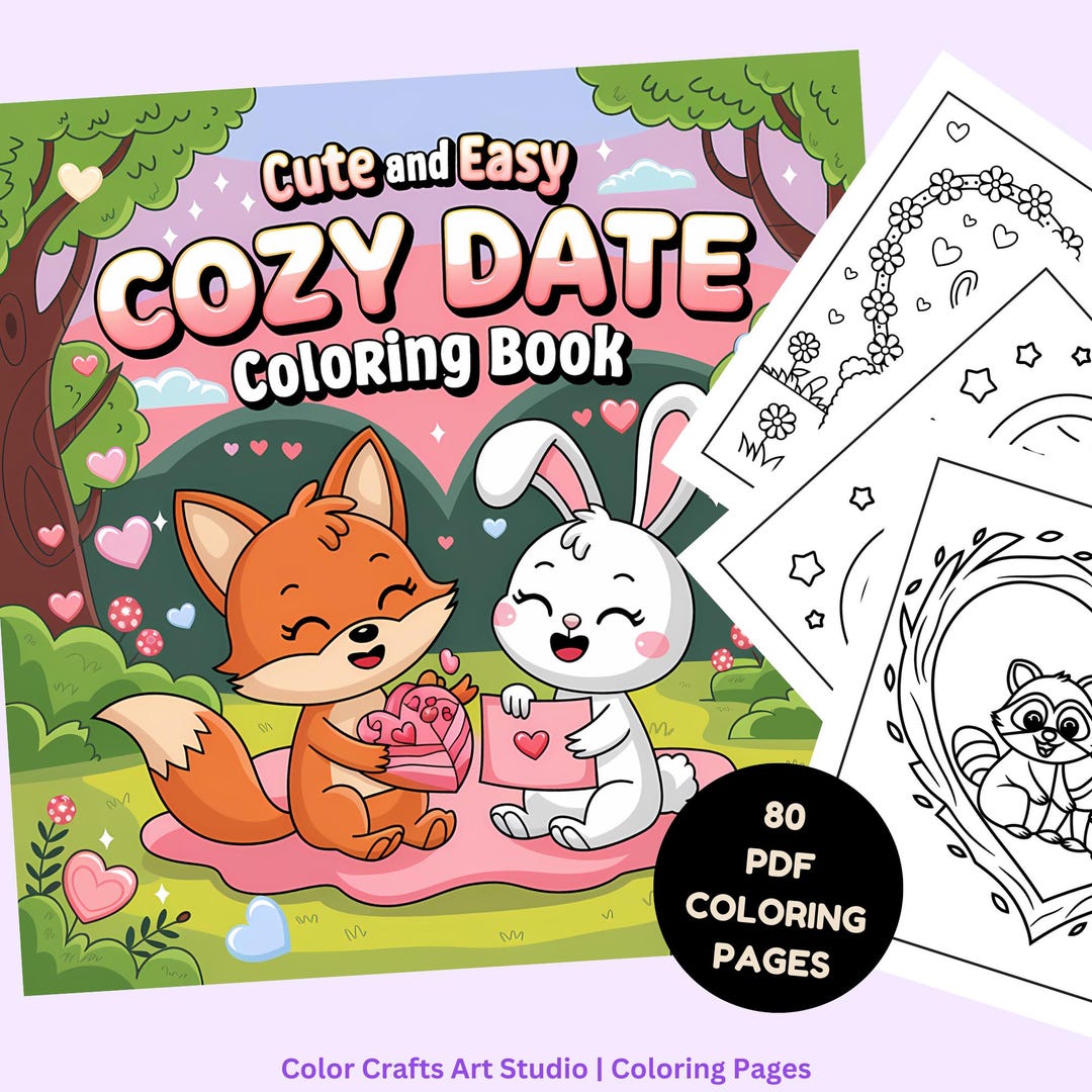 Cute Easy Cozy Date Coloring Book, Cozy Coloring Book, Cozy Coloring ...