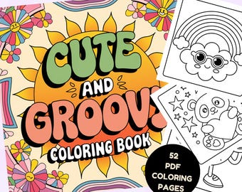 Groovy 90s Coloring Pages, Cute Digital Coloring Book, Printable ...