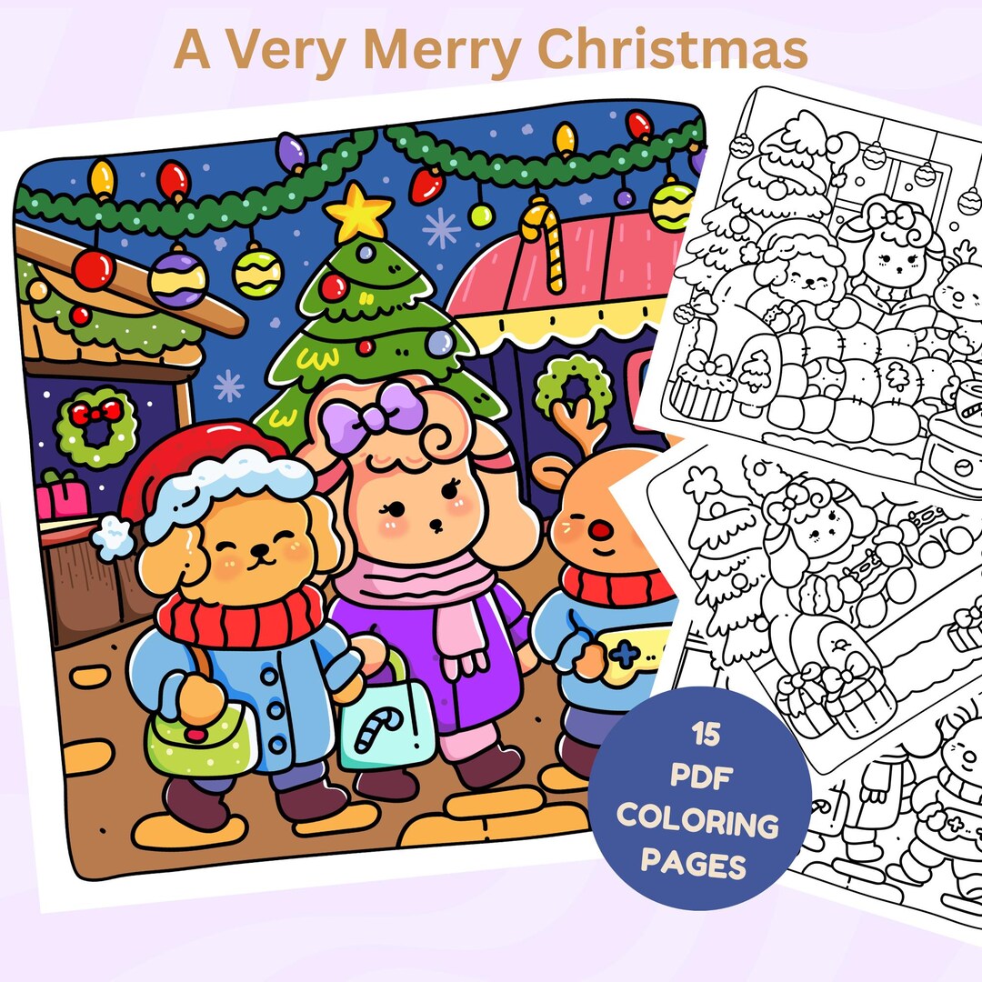 A Very Merry Christmas Coloring Pages for Kids & Adults - Etsy