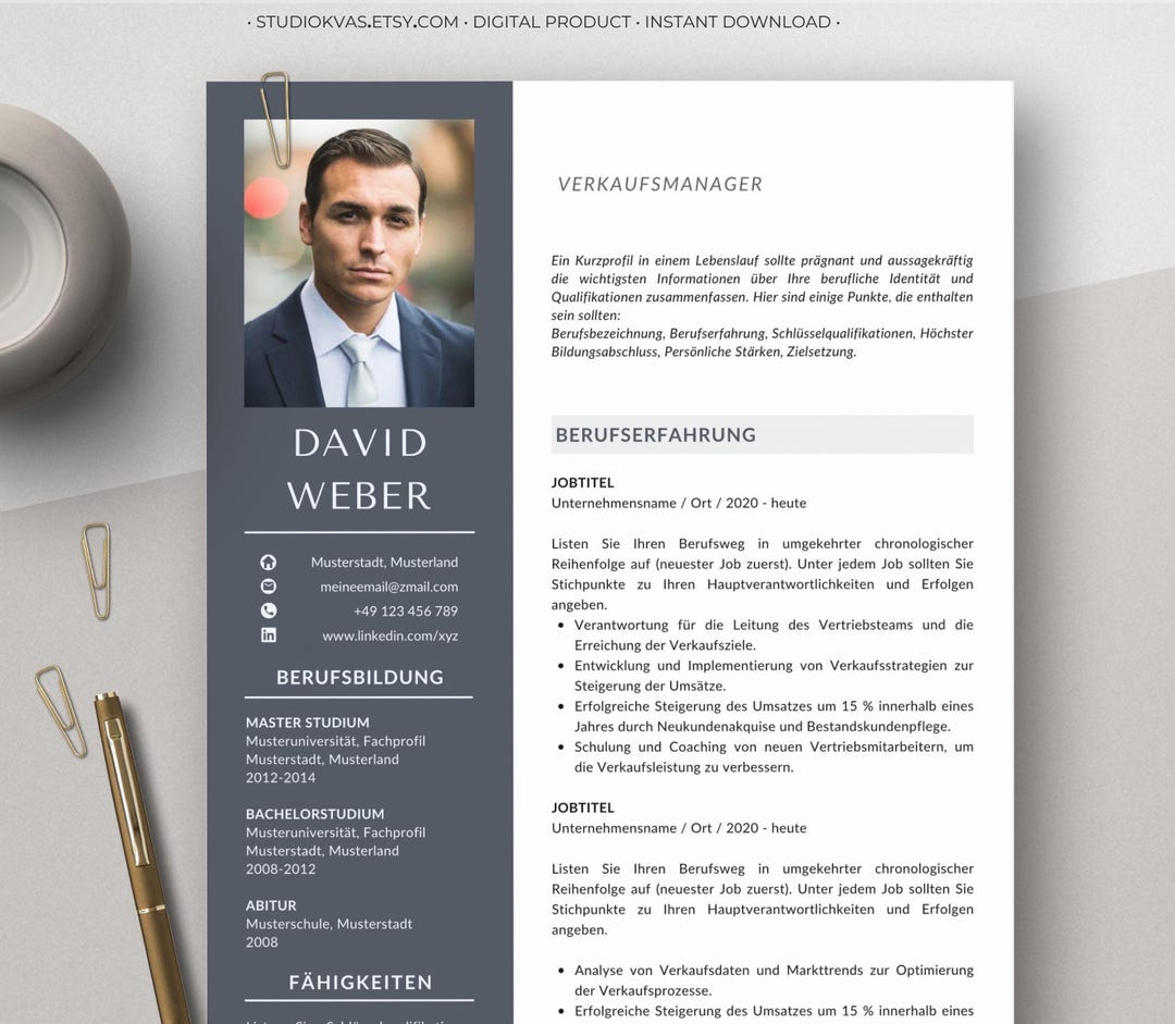 Application Template German CV, Cover Letter Application Template Word ...
