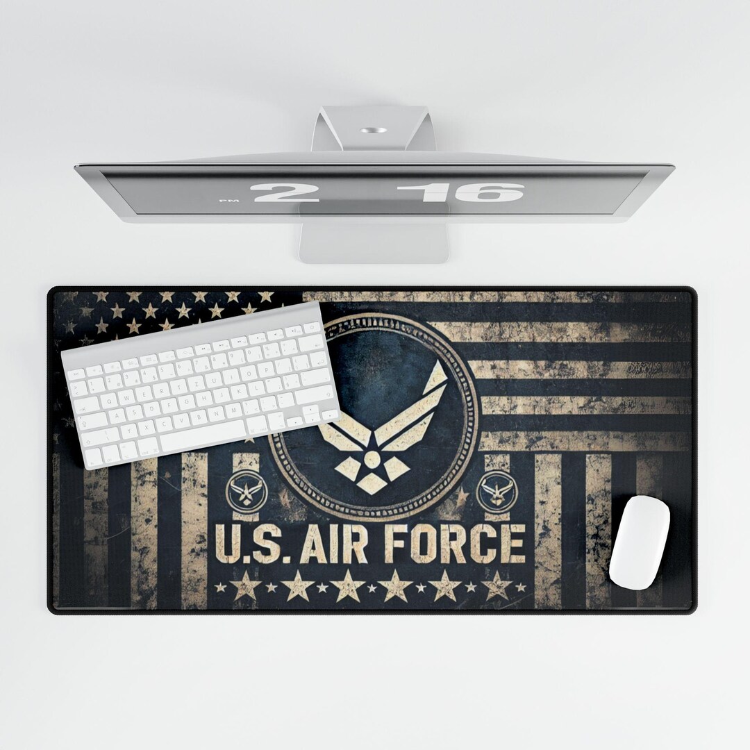 US Air Force Desk Mat, Military Office Decor, Veteran Gift, Patriotic ...