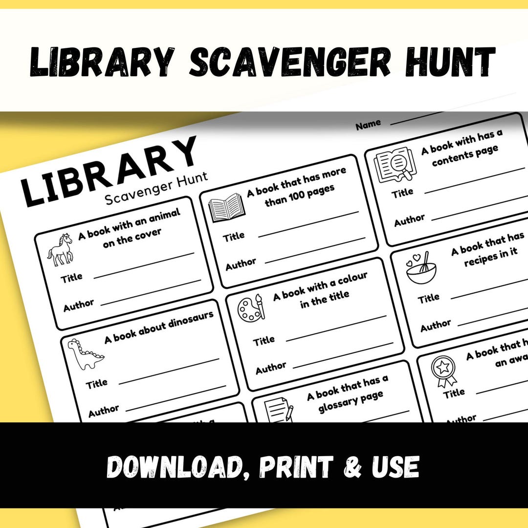 Library Scavenger Hunt, Library Activities, Book Scavenger Hunt ...