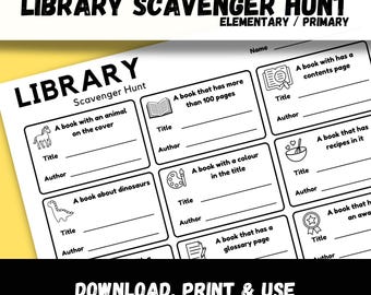 Library Scavenger Hunt Printable for Kids – Fun Reading Activity - Etsy