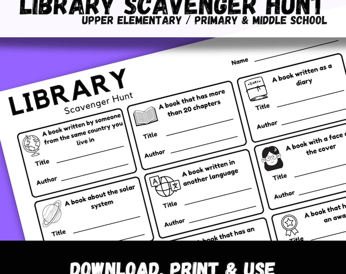 Library Scavenger Hunt Activity - Etsy Canada