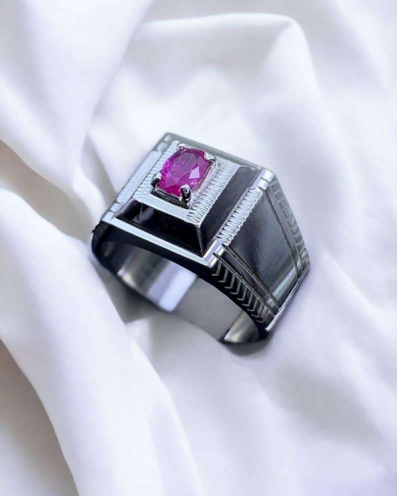 Natural Pink Ruby Ring Sterling Silver 925 Handmade Mens Womens Real ...