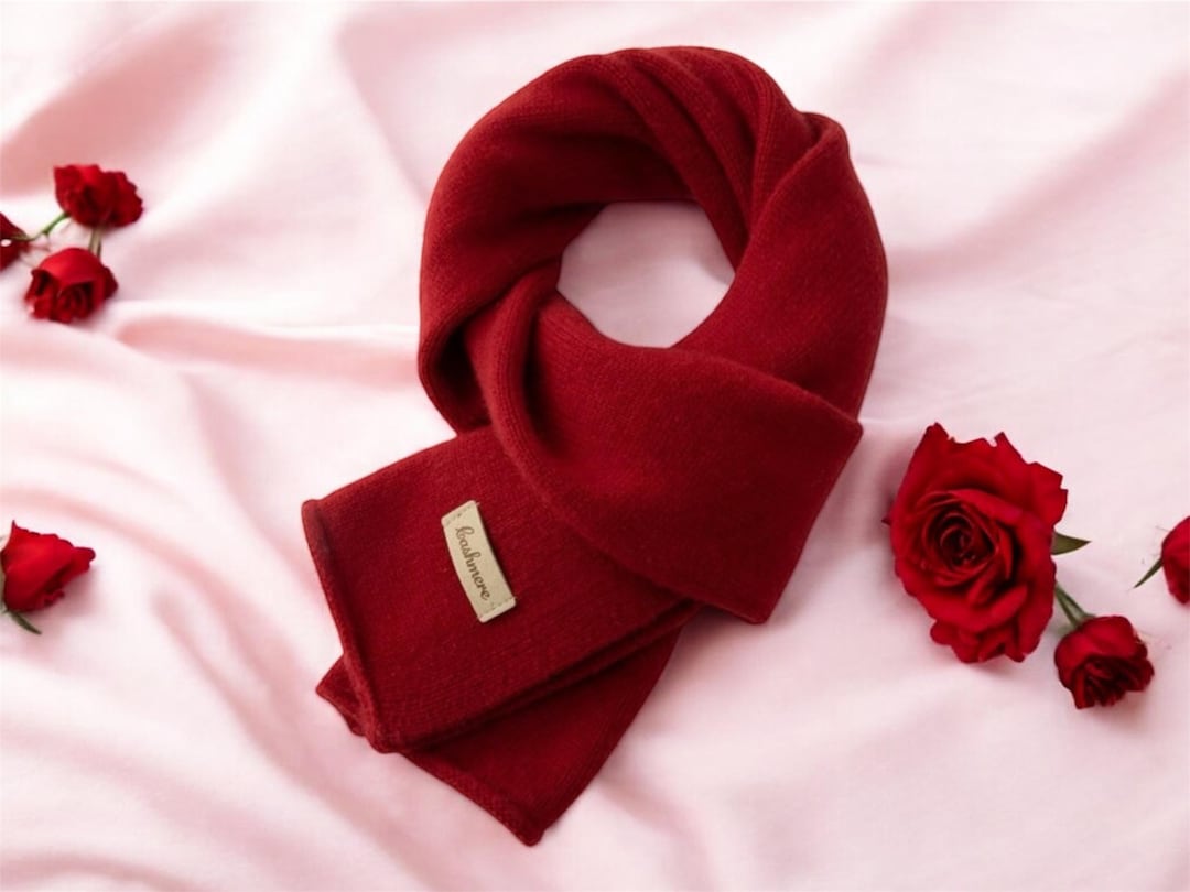 100% Cashmere Red Scarf: Unisex Design in 4 Classic Colors Perfect Gift ...