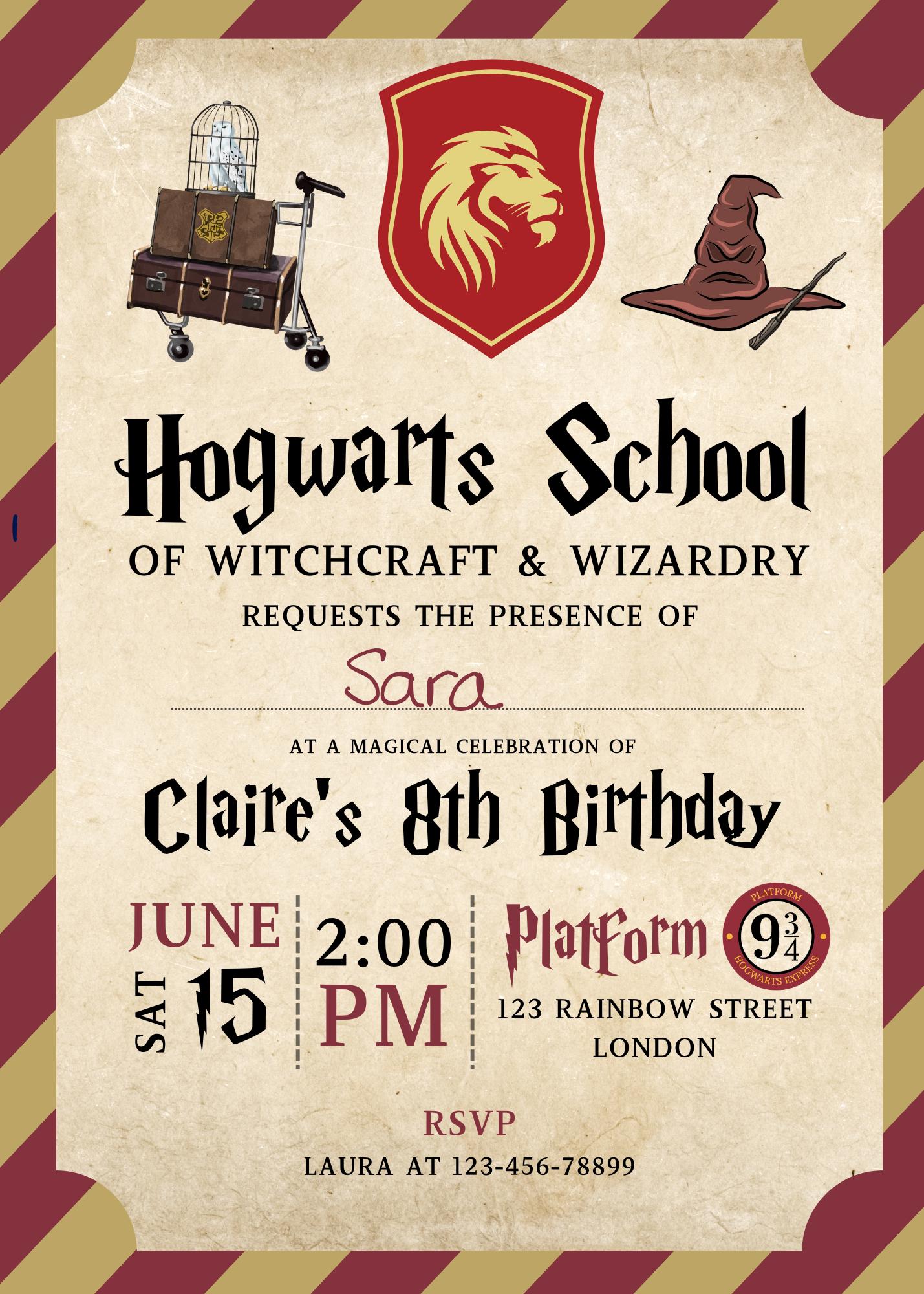Harry Potter Themed Birthday Invitation, Editable Canva Template ...