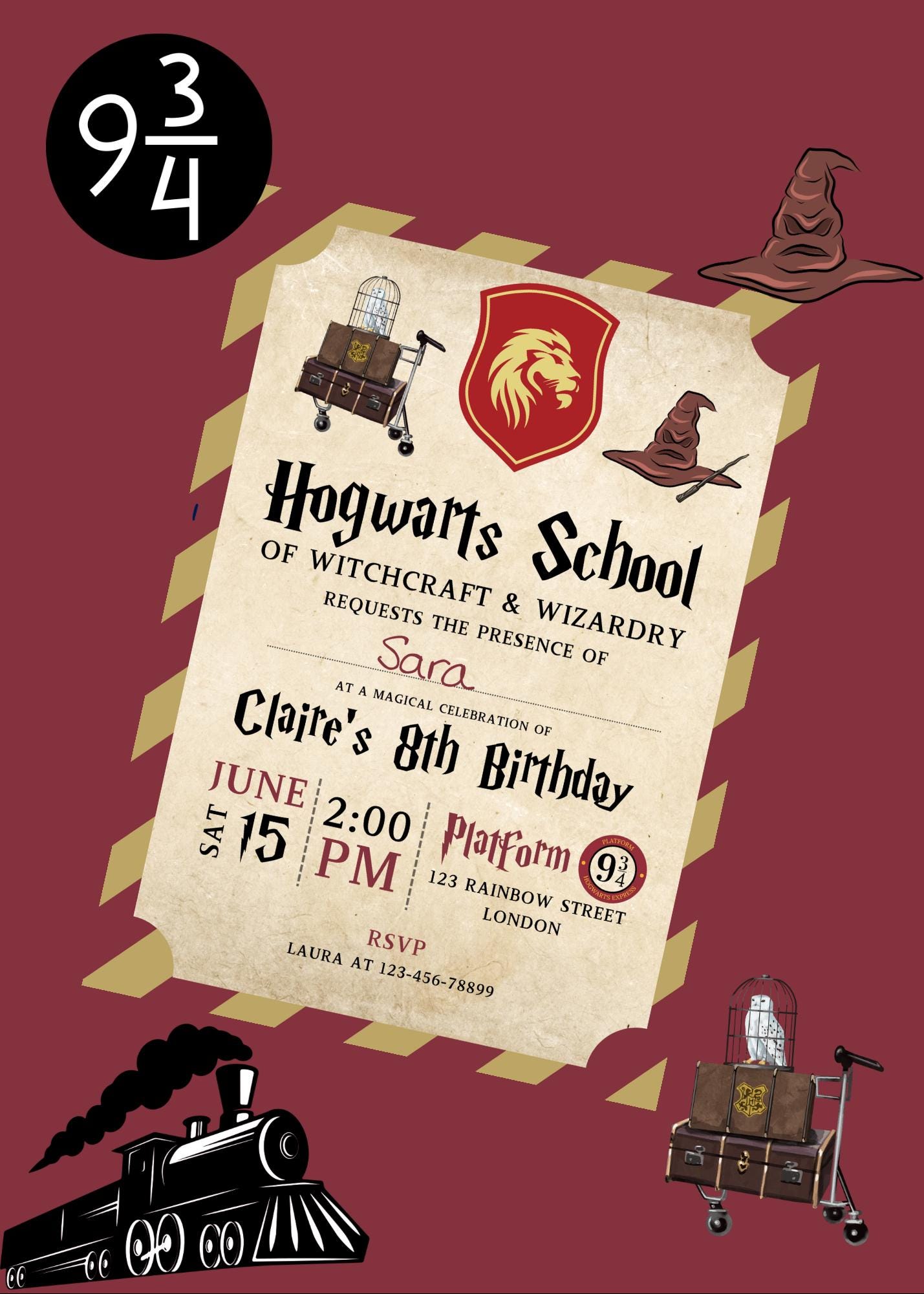 Harry Potter Themed Birthday Invitation, Editable Canva Template ...