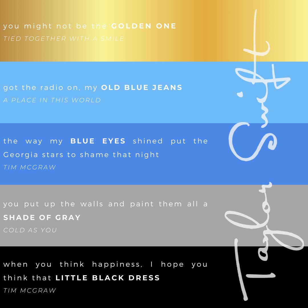 You Showed Me Colors Taylor Swift Debut Album Color File - Etsy