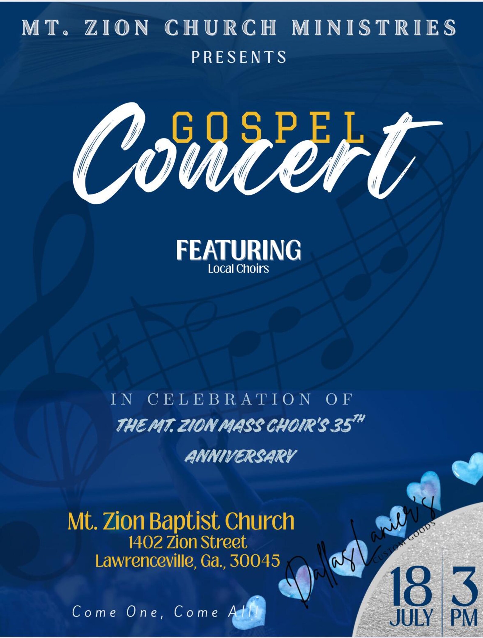 Church Choir Anniversary Flyer Template – Navy Blue & Mustard Yellow ...