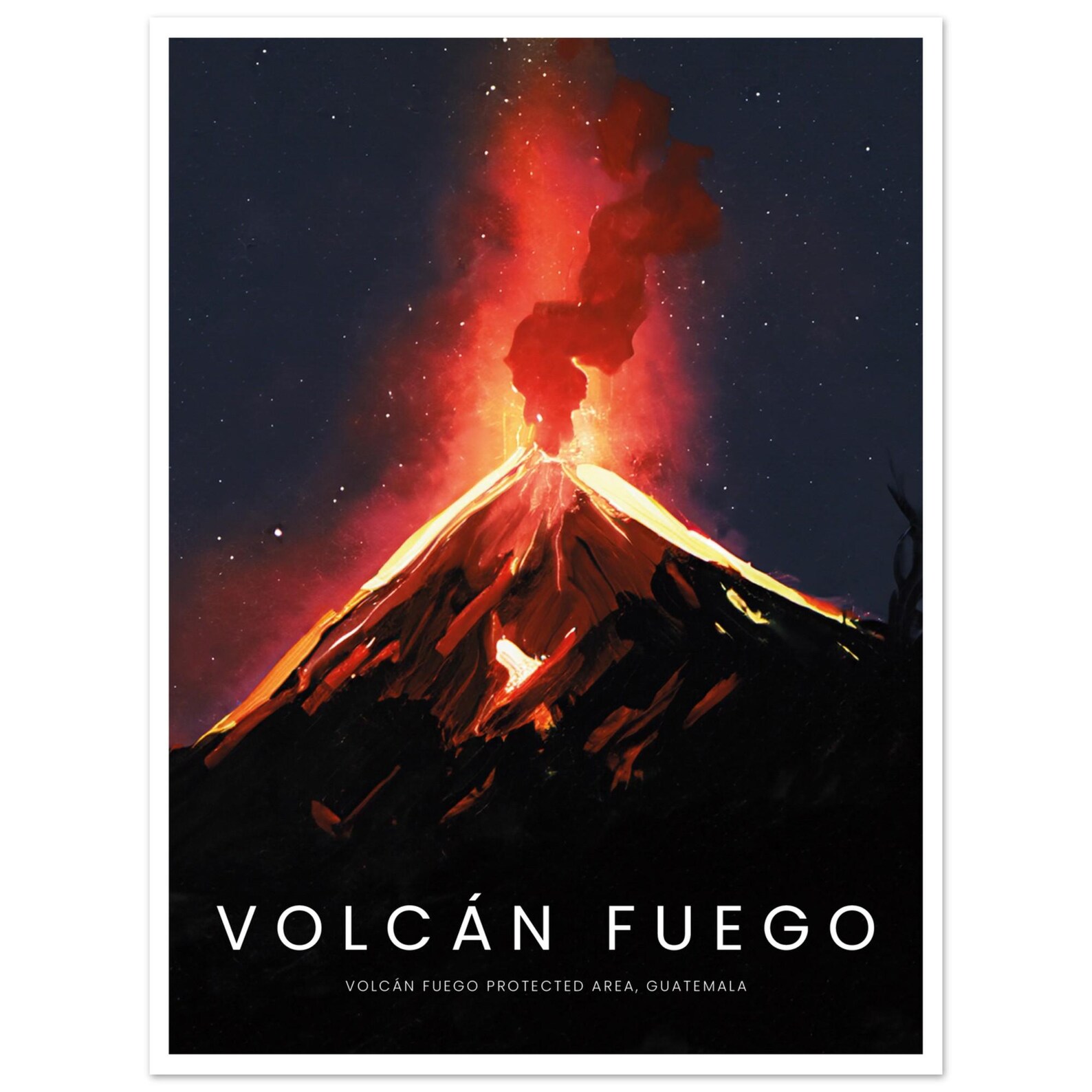 Volcán Fuego - National Parks Poster Series - Etsy
