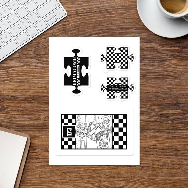 Moto Checkered Autism Puzzle Piece Sticker Sheet - Rider, Logo, Puzzle ...