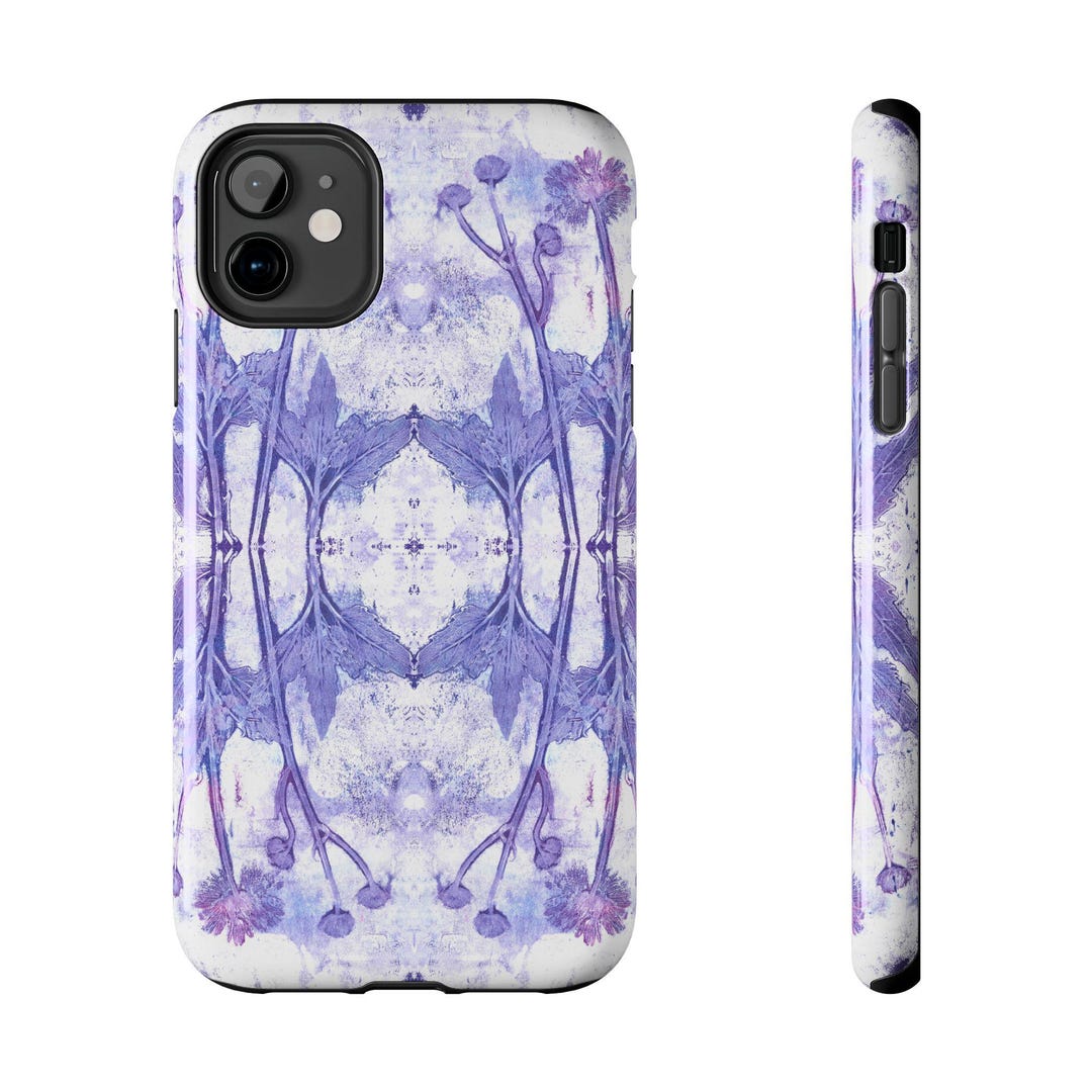 Botanical White Blue Print Tough Phone Cases Artsy Mobile Protection ...