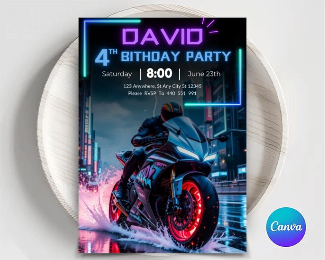 Bike Party Invitation, Mountain Bike Party Invite, Dirt Bike Party ...