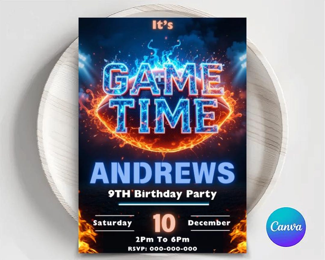Editable Game Time Invitation, Game Time Invitation, Game Time Birthday ...