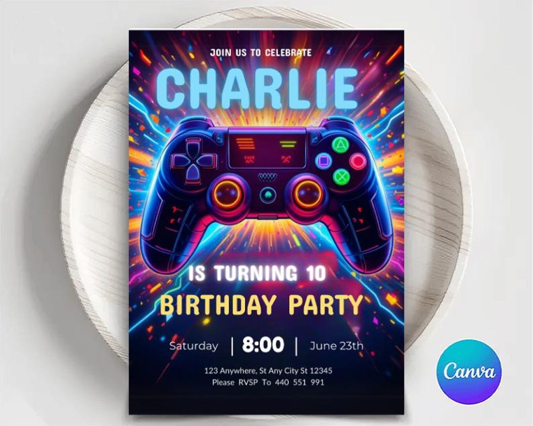 Editable Game Time Invitation, Game Time Invitation, Game Time Birthday ...