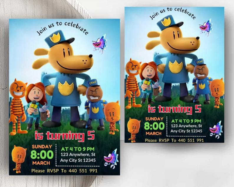 Dogman Invitation Template V3 for Birthday Party | Editable Printable ...