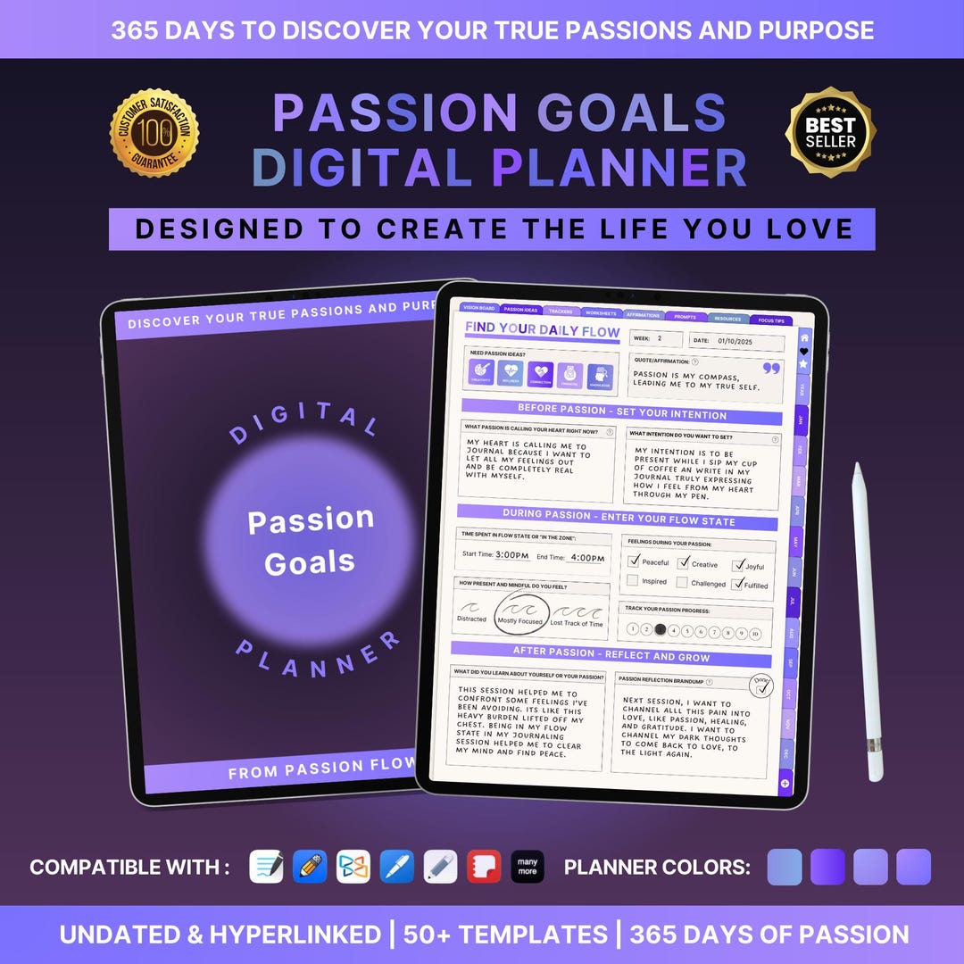 2025 Passion Goals Digital Planner Discover Your True Passions ...