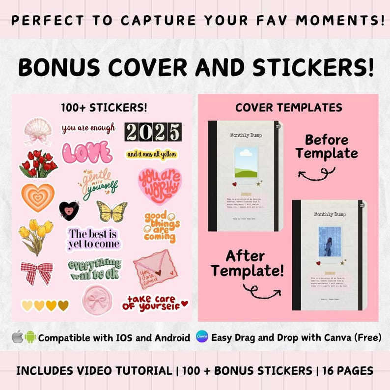 Monthly Dump Scrapbook | Gift for Him | Editable Canva Template | Photo Collage | Custom ...