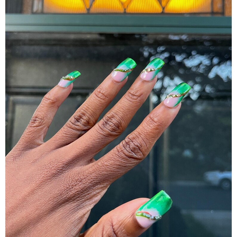 Crystal Flair French Tip Nail - Etsy