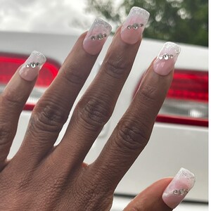 Crystal Flair French Tip Nail - Etsy