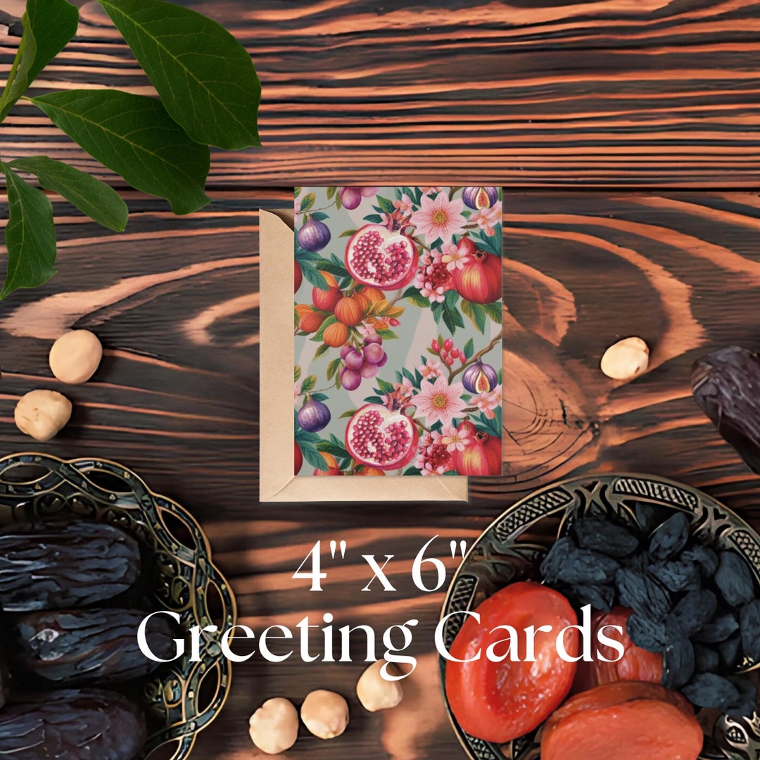 10 Greeting Cards, Tu Bishvat New Year of Trees Fruits of Israel ...