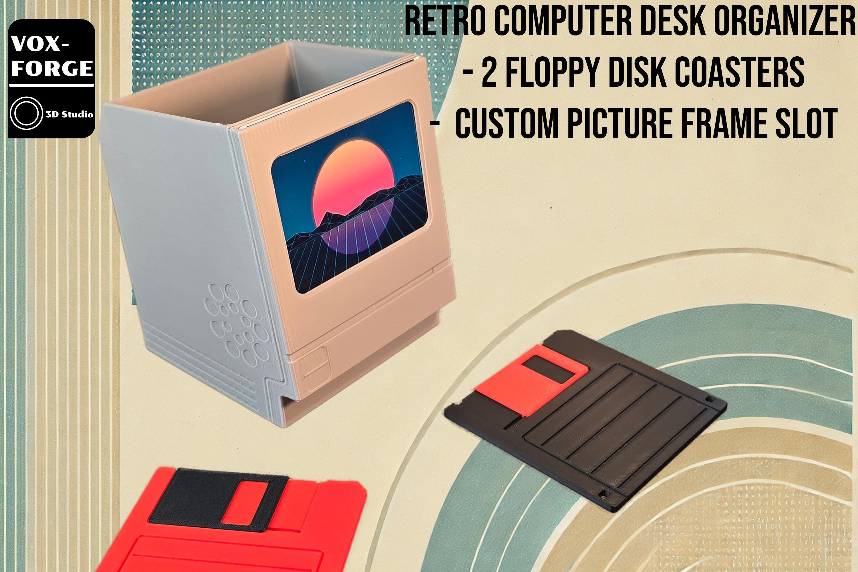 Retro Computer Desk Organizer – 3D Printed PETG With Floppy Disk Cup ...