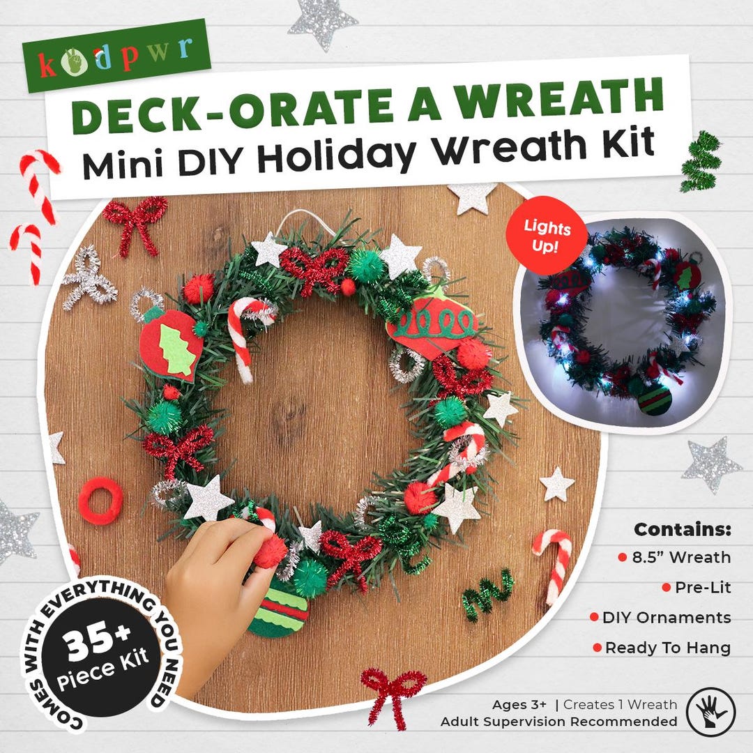 DIY Wreath Decorating Kit for Kids - Festive Christmas Craft Kit - Pre ...