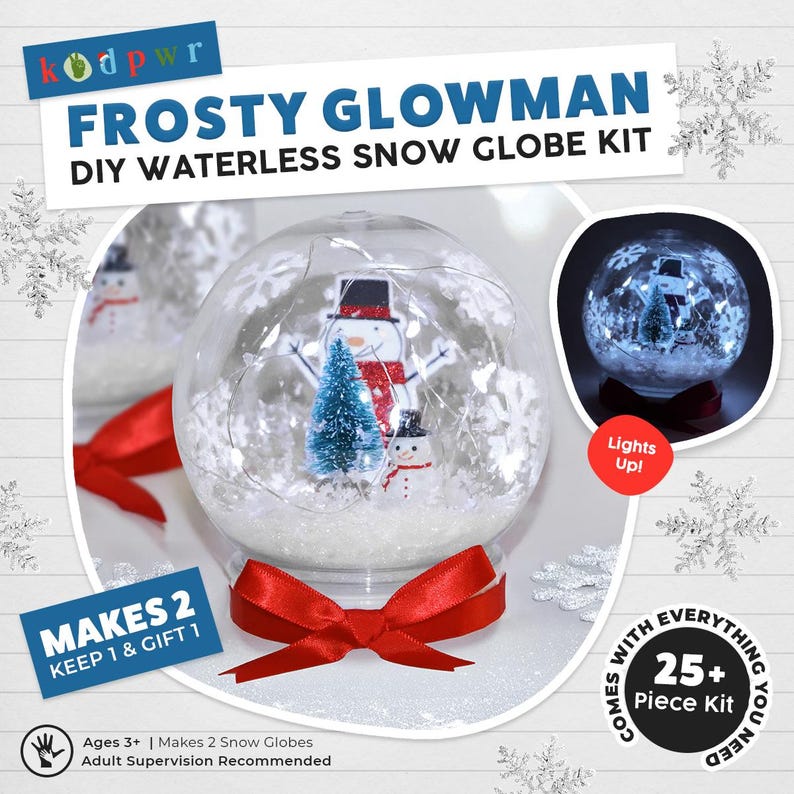 Makes 2 Snow Globe DIY Kit for Kids - Frosty Snowman Christmas Craft ...