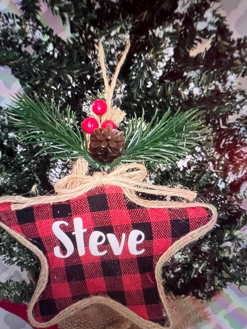 Plaid Star Ornament: Rustic Christmas Decor - Etsy