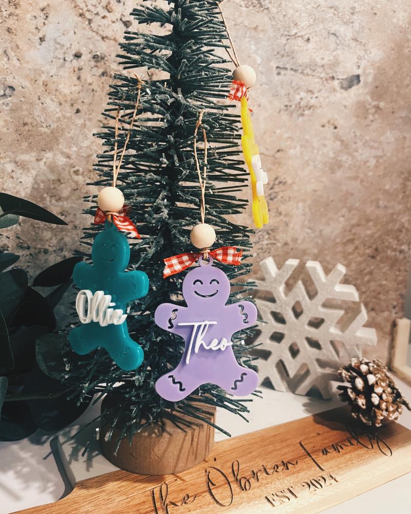Personalized Gingerbread Man Ornament - Custom Name - Acrylic Christmas ...
