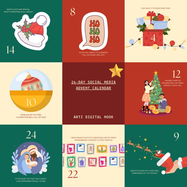 Christmas Social Media Post Pack / 30 Done-for-you Aesthetic Templates ...